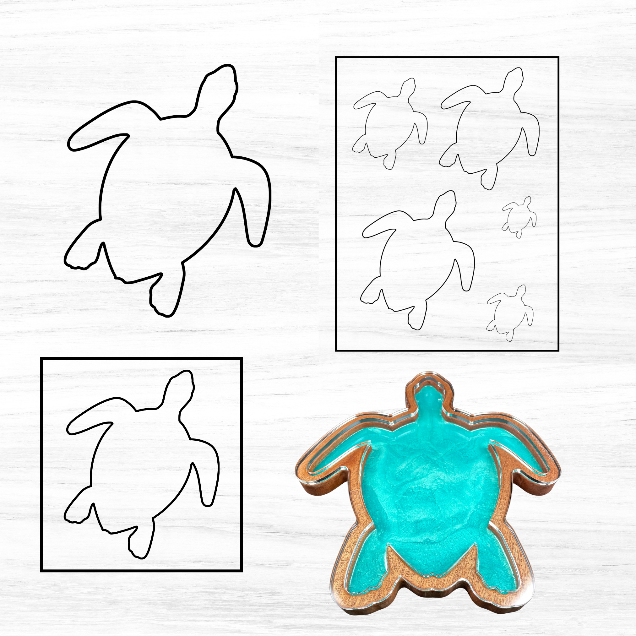 Sea Turtle Acrylic Router Template Bundle Pack (4) Pieces – Bear Hollow ...